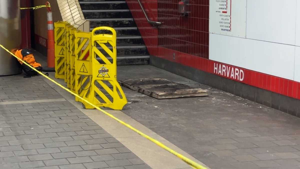 Insulation panel falls from ceiling above Red Line platform