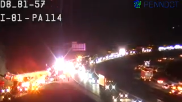 Tractor Trailer Overturns On I 81 Ramp In Cumberland County Pa