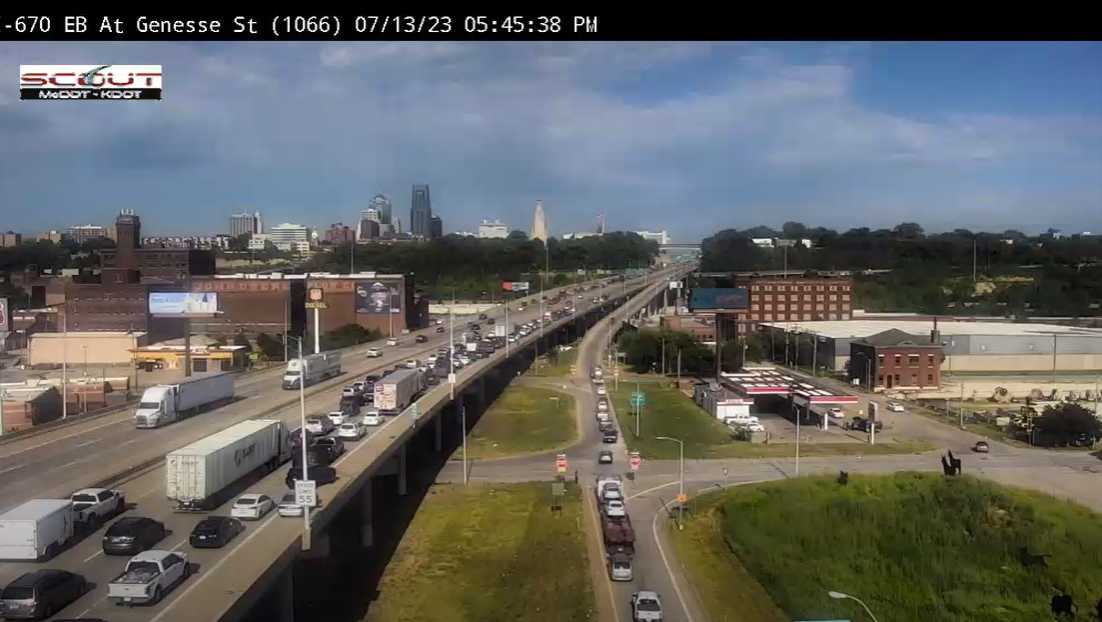 Interstate 670 eastbound closed at Genessee Street in Kansas City