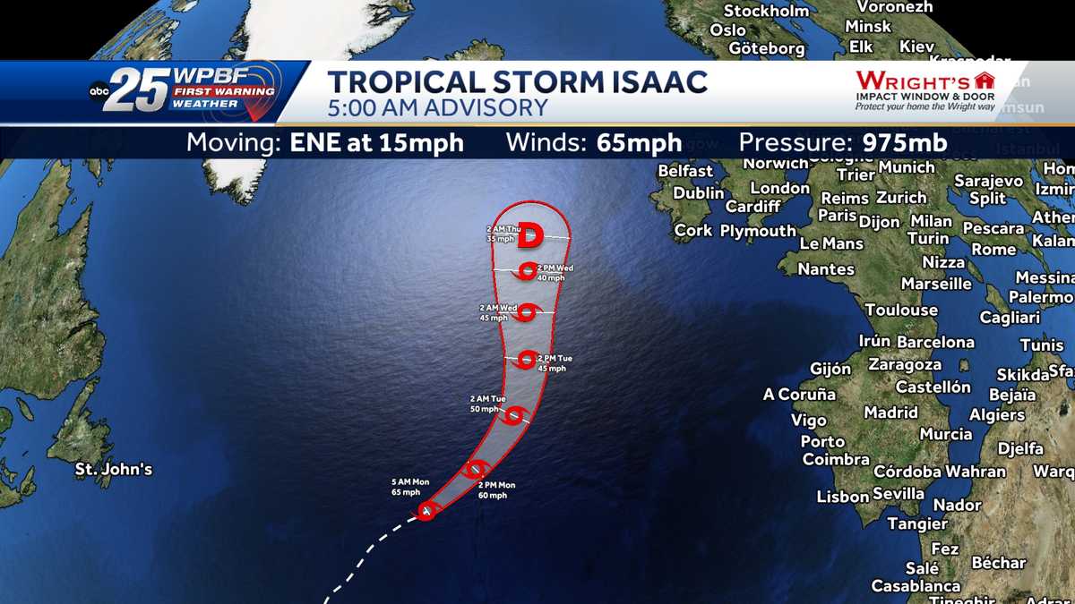 Isaac has weakened into a post-tropical cyclone in the Northern Atlantic