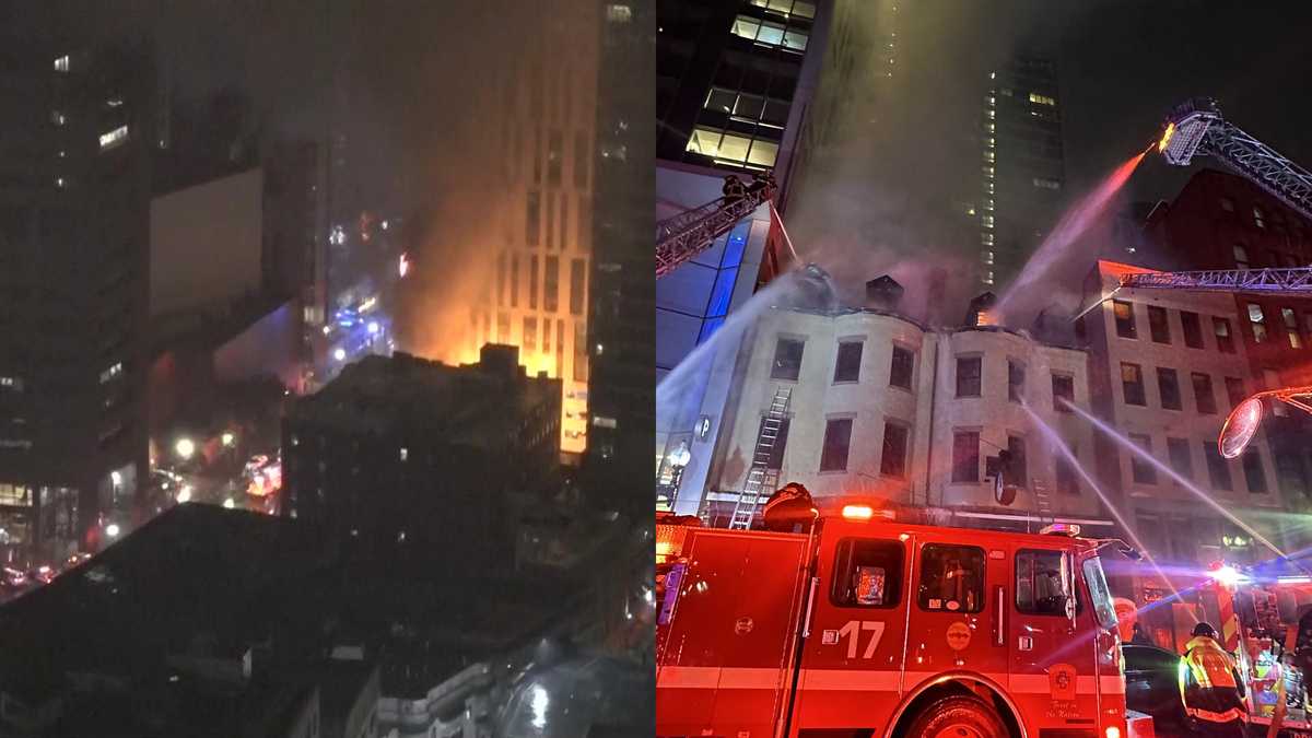 Landmark building in Boston engulfed by fire