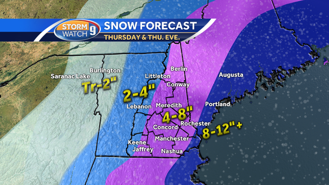 Up to 12 inches of snow possible Thursday; blizzard warning at coast