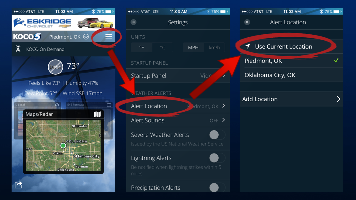 How to use the KOCO Weather app while on vacation