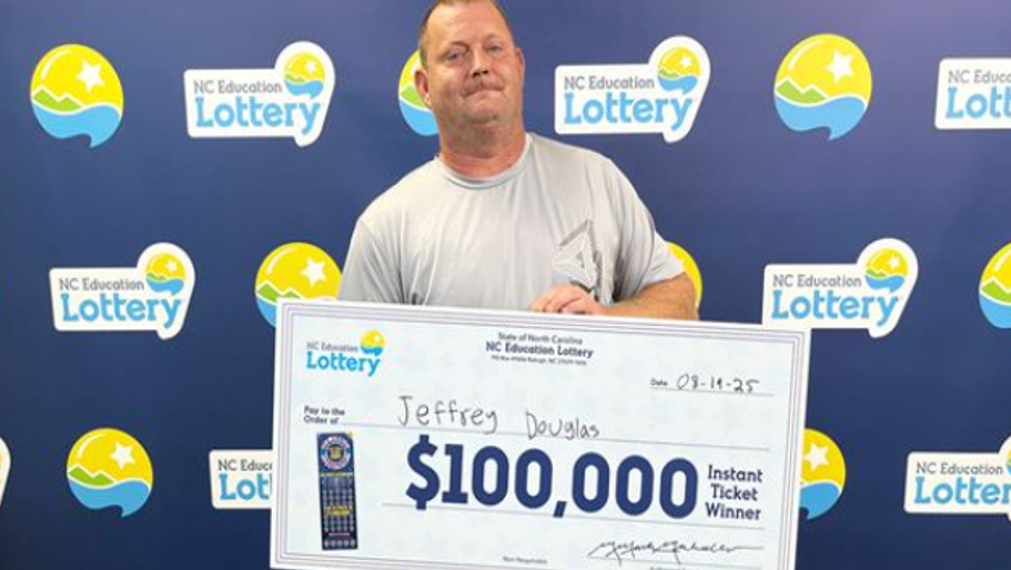 North Carolina man Jeffrey Douglas wins $100K on anniversary