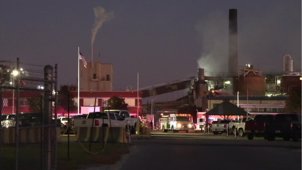 Fire crews' battle flames at paper mill