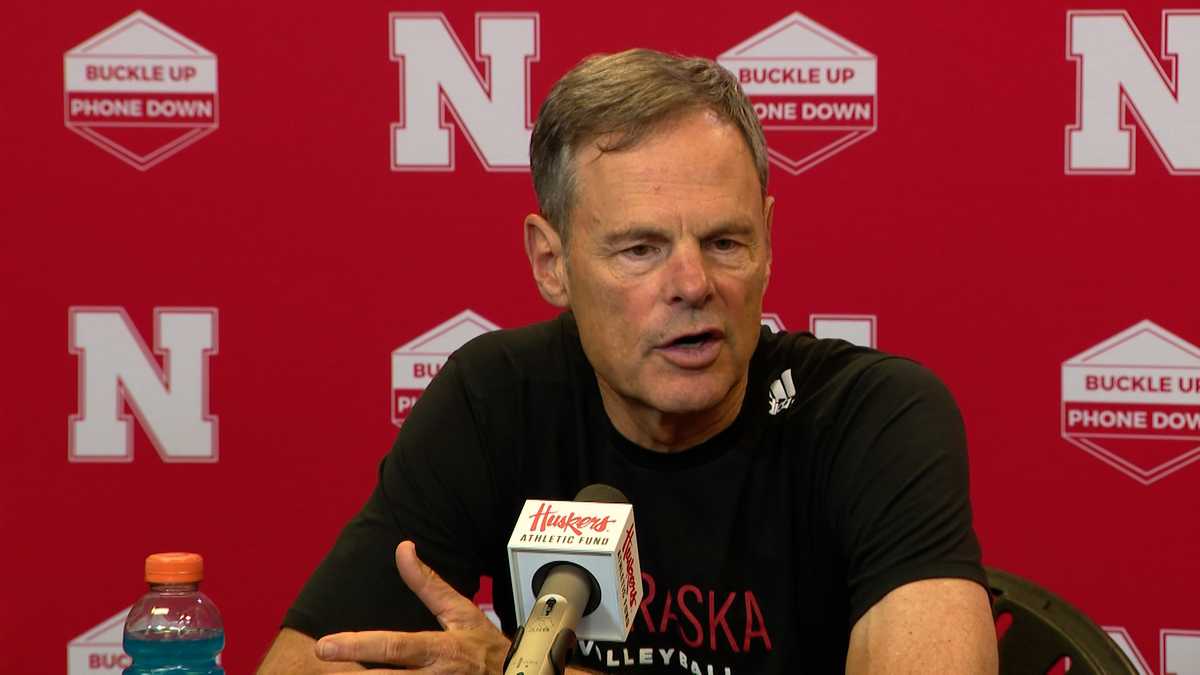 Nebraska volleyball coach John Cook after Wednesday's practice