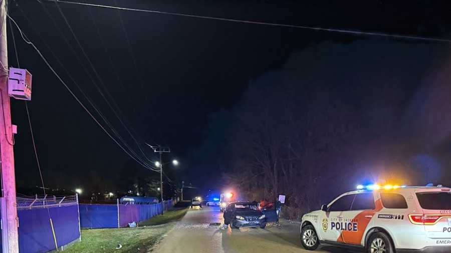 Jackson road blocked off due to car accident