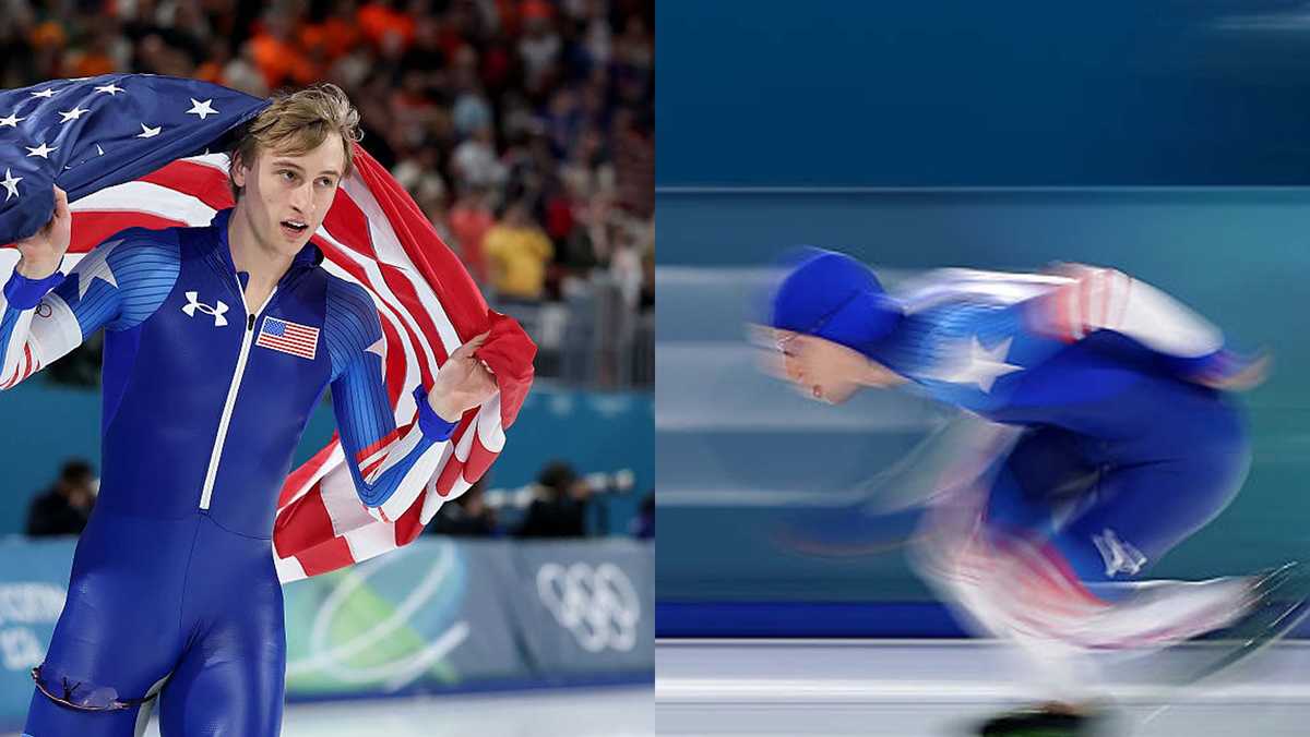 Watch: Jordan Stolz sets 500m Olympic record, wins 2nd gold medal