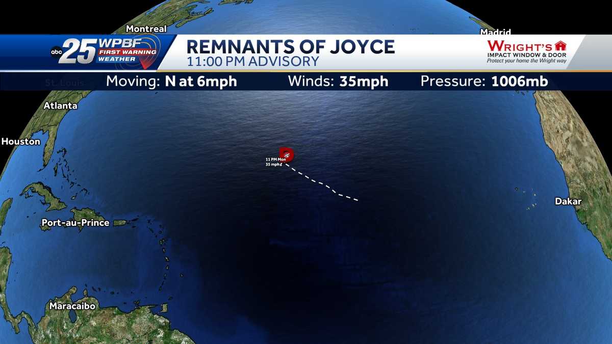 Joyce is 10th named storm of season