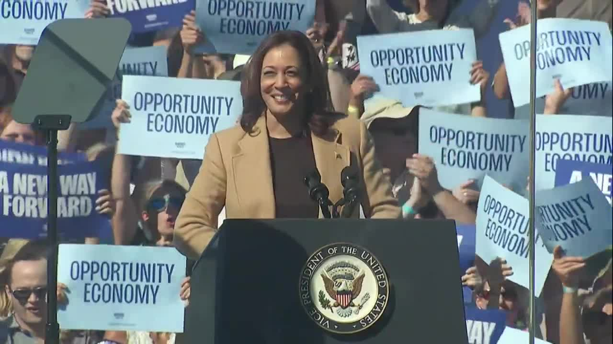 Kamala Harris visits Throwback Brewery in NH for speech