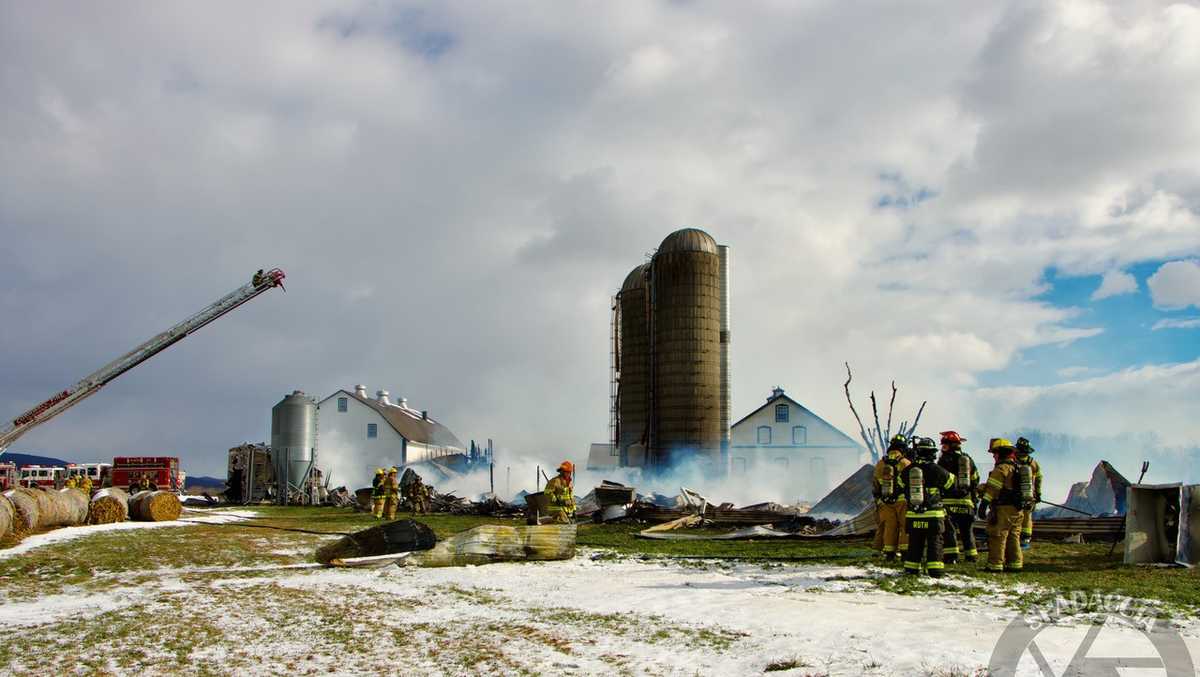 Fire crews battle 3-alarm fire at chicken house in Lancaster County, Pa.