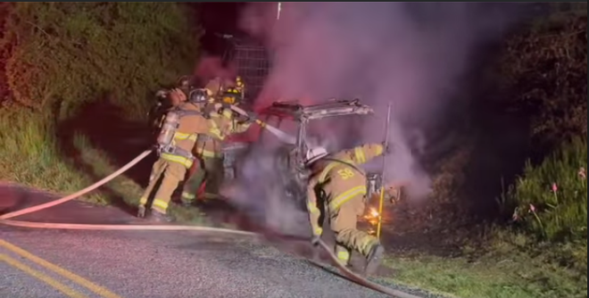 Officials respond to vehicle fire in Lancaster