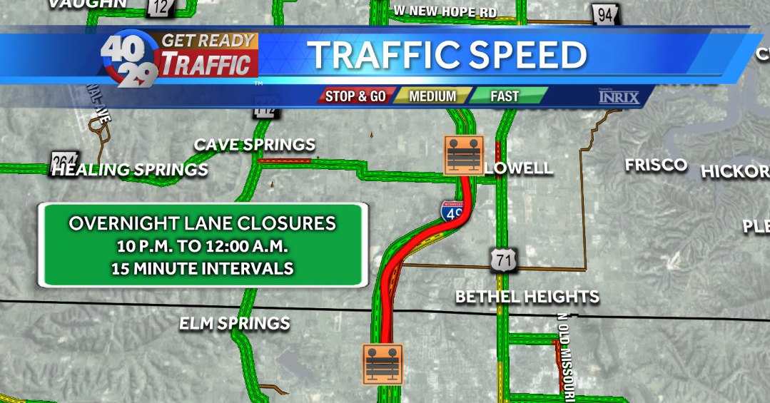 I-49 lanes closed to traffic Wednesday & Thursday night for work on 412 ...