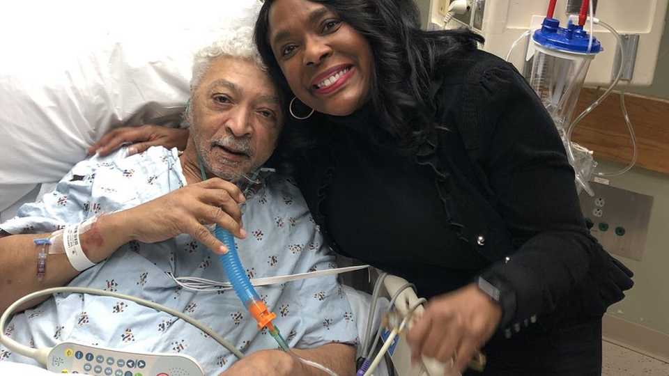 Larry Langford at Birmingham hospital after release from federal prison