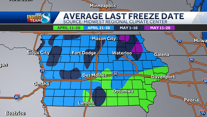 Iowa weather: Freeze warning and frost advisory issued for most of Iowa ...