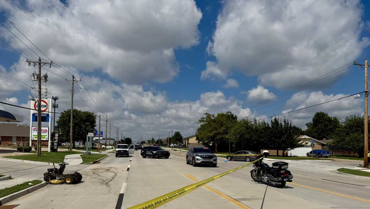 Man on lawn mower dies after colliding with truck in Moore