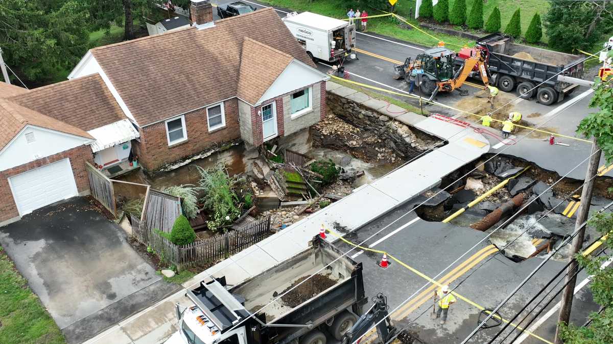 Birds-eye view of damage in historic Massachusetts flooding