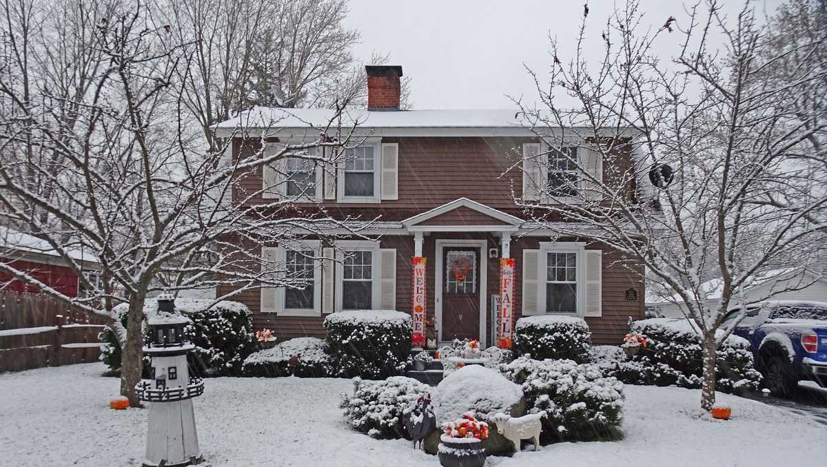 Viewers shared pictures of the snow falling across Maine