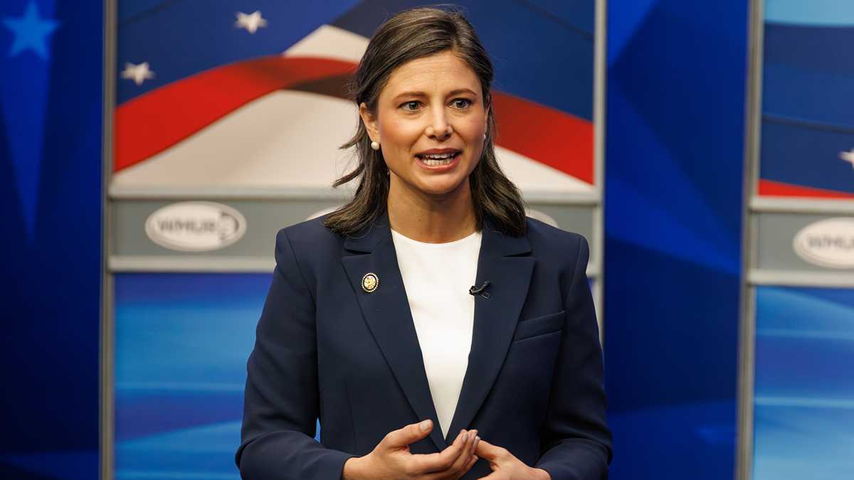 Democrat Maggie Goodlander speaks at WMUR town hall