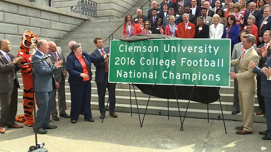 Clemson football honored at State House, new highway sign unveiled