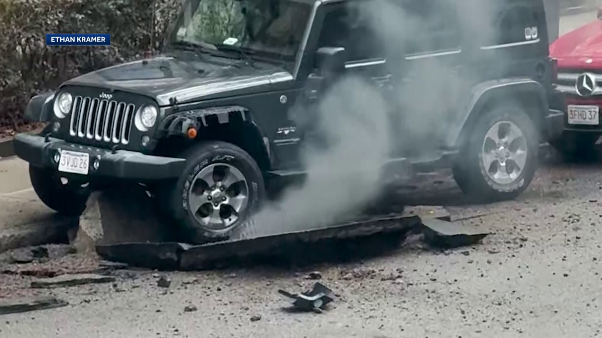 Multiple vehicles damaged by exploding manholes in Boston