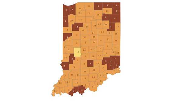 Dearborn, Ripley, Union counties reach red level on Indiana's COVID-19 map