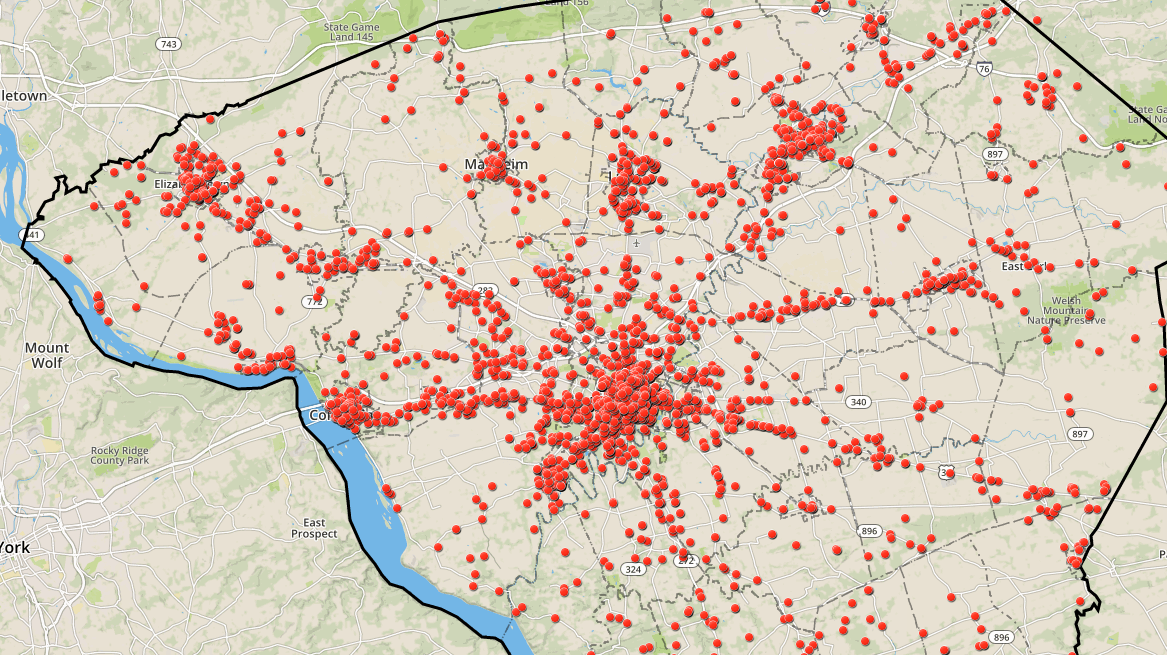 Map shows 500+ overdose reports across Lancaster County