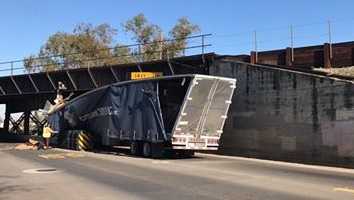 Another big rig gets stuck under Marysville trestle
