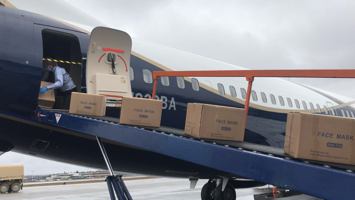 Plane brings more than 500,000 face masks to New Hampshire