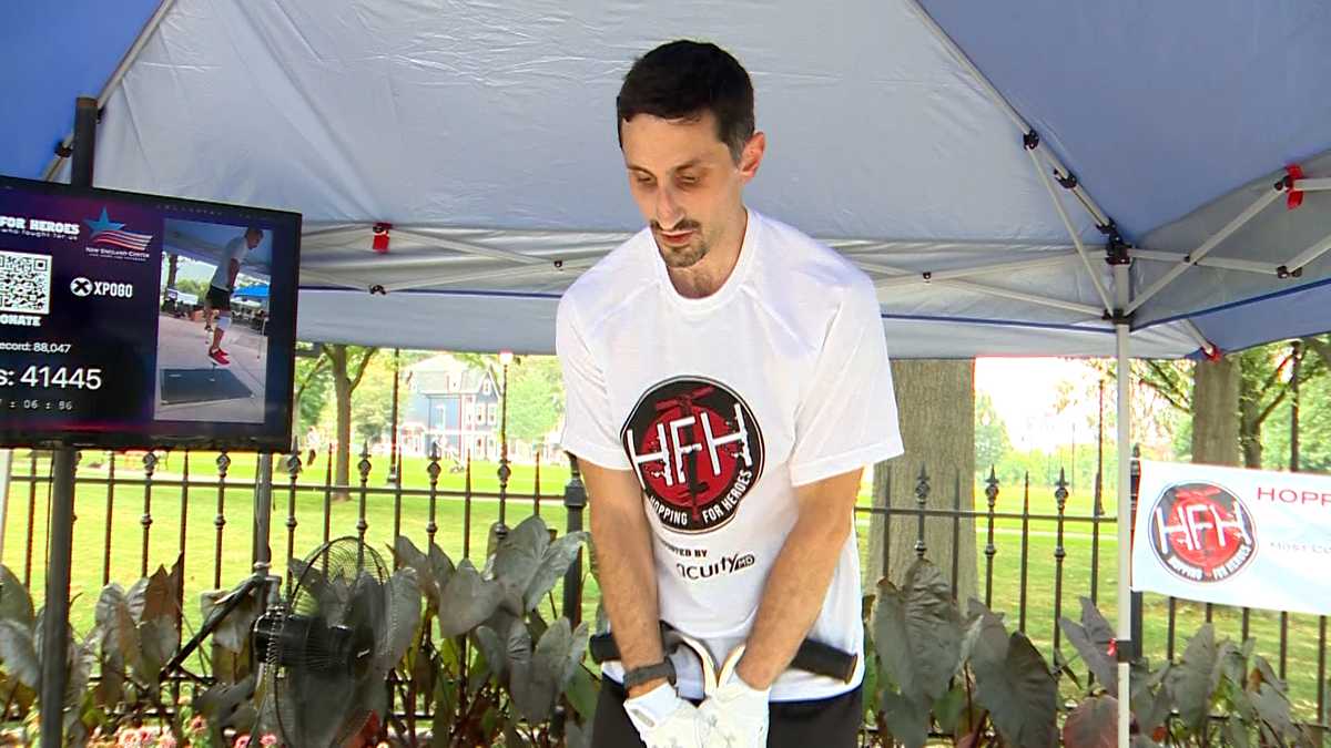 Mass Dad Preparing To Hop To Another Pogo Stick World Record