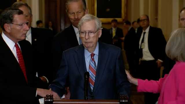 Sen. Mitch McConnell freezes during news conference