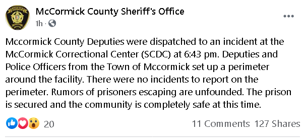 Guard locked in cell by inmates, no one escaped, SCDC says