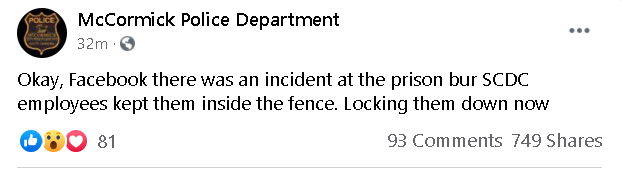 Guard locked in cell by inmates, no one escaped, SCDC says