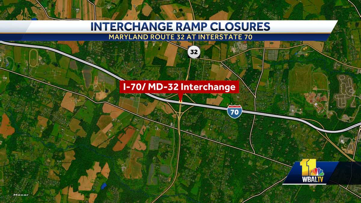 Road work to close I-70 exit ramps at Route 32 in Howard County