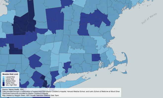 Understanding measles risk: New vaccination rate map by ABC News