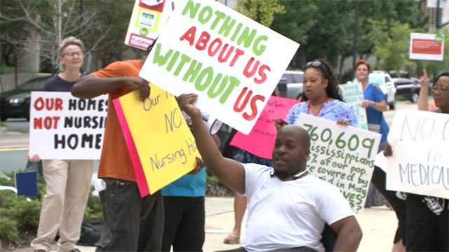 Groups that support people with disabilities protest Medicaid cuts