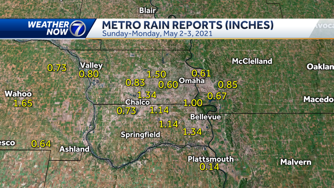 Two tornadoes, hail, heavy rain in Nebraska Sunday night