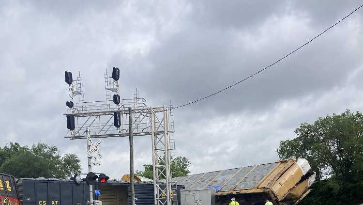 Hazmat crews on scene of a derailed train in Hamilton