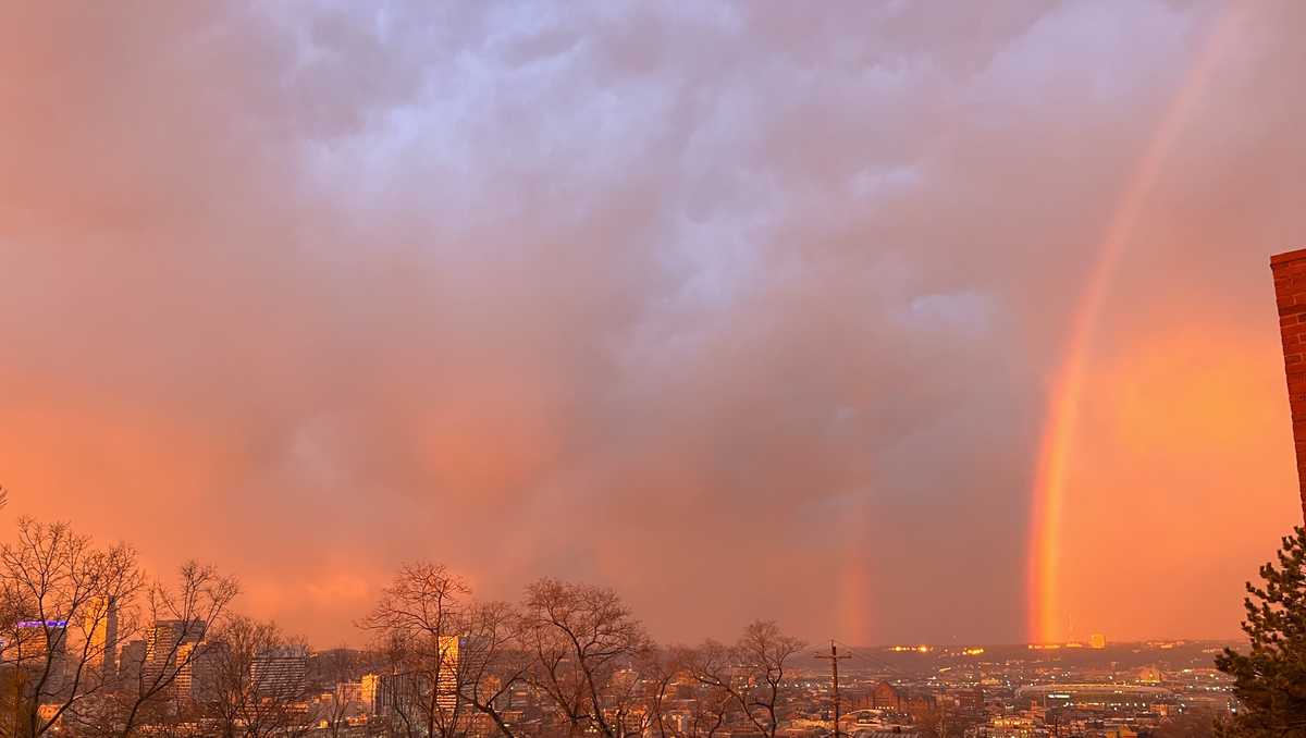 Did you see it? Incredible sunrise, double rainbow dazzles Cincinnati sky