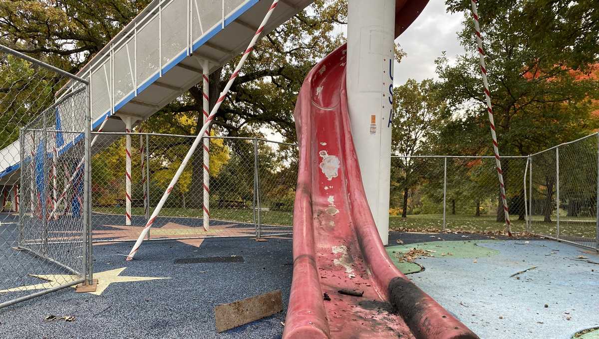 Union Park Rocket Slide damaged by fire
