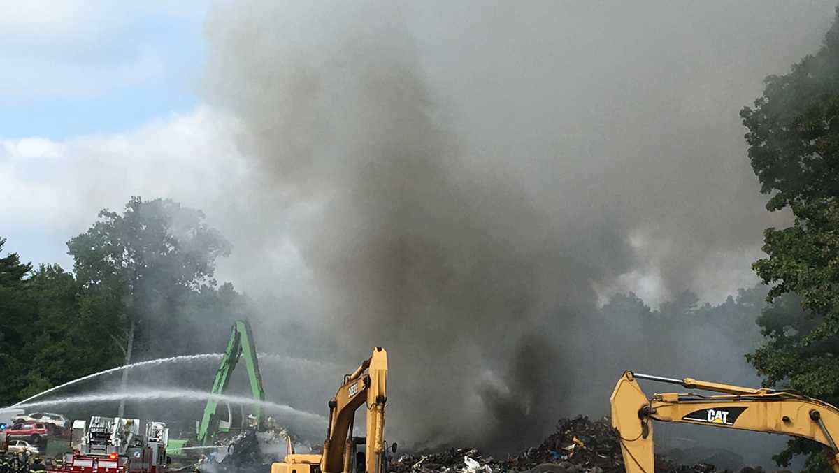 Crews battle junkyard fire in Middleborough