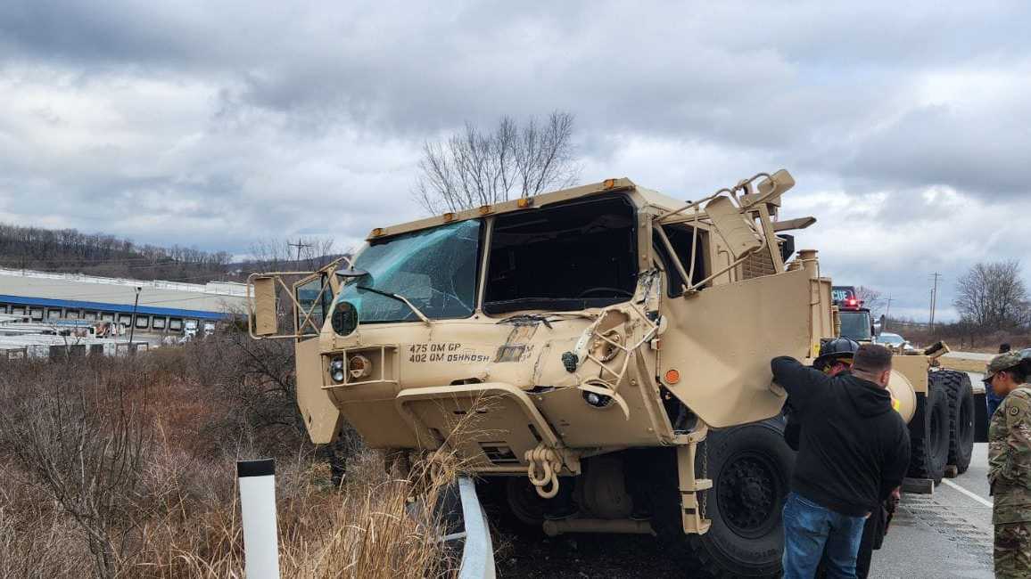 Military vehicle crash on Interstate 79 sends 1 to the hospital