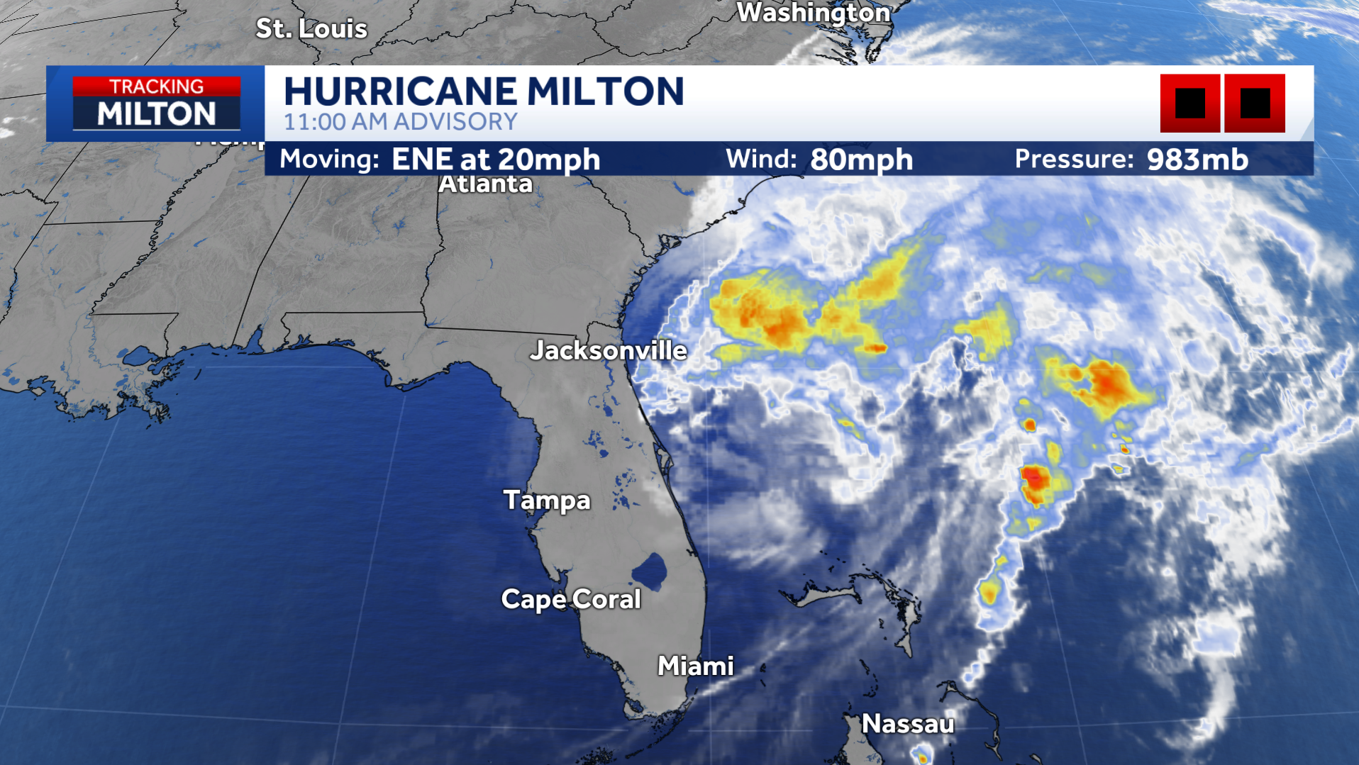 Florida map hurricane milton