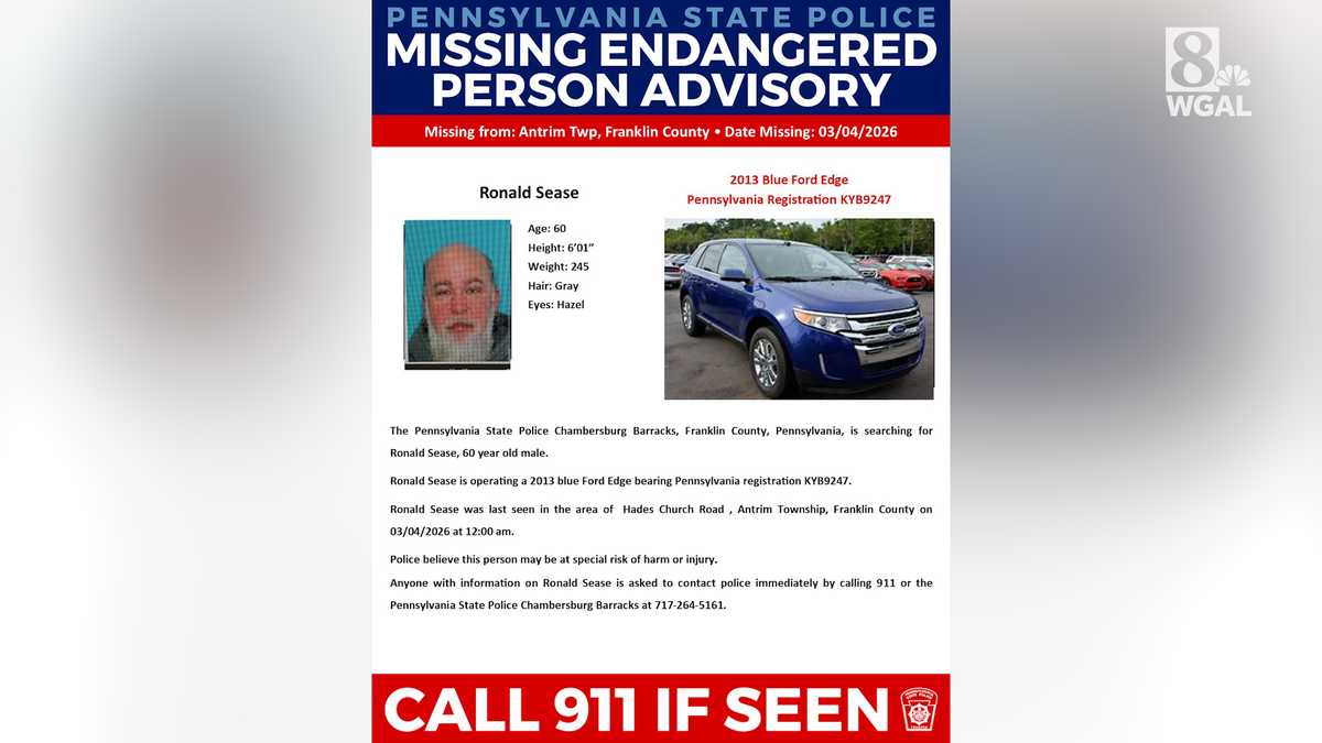 Pennsylvania State Police in Franklin County issue missing, endangered ...