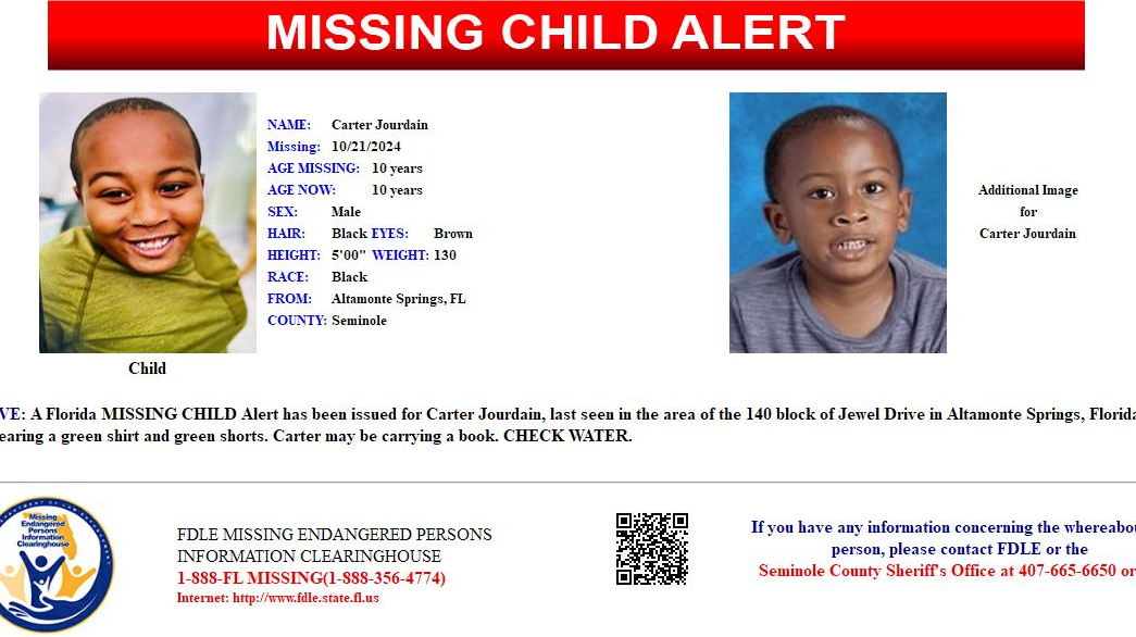 Missing 10-year-old boy from Seminole County located and in good health, says Sheriff