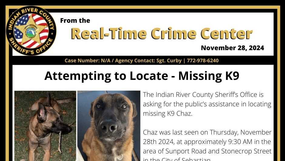 Indian River County Sheriff's Office missing K9