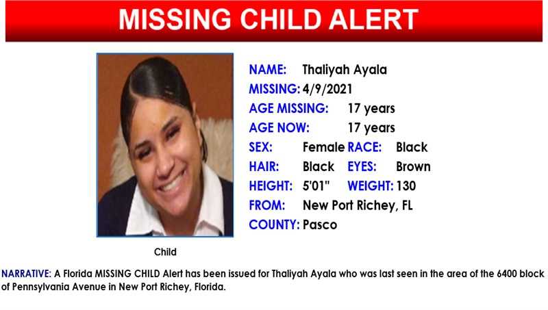 Missing child alert issued for 17-year-old girl last seen in Pasco County