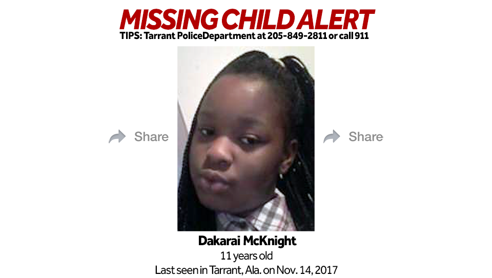 Emergency missing child alert issued for 11-year-old Tarrant girl