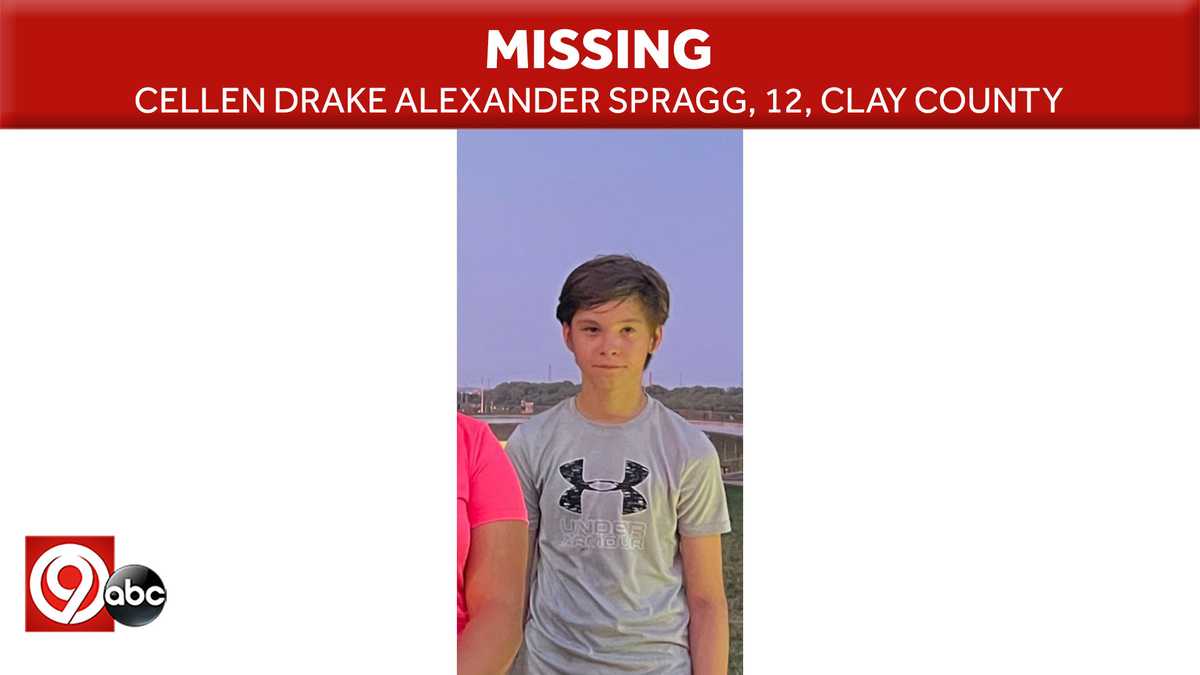 Clay County authorities say Cellen Drake Alexander Spragg, 12, found safe