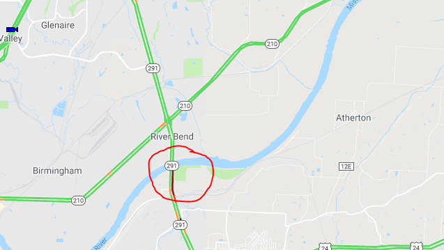 Northbound 291 Highway at Missouri River Bridge back open